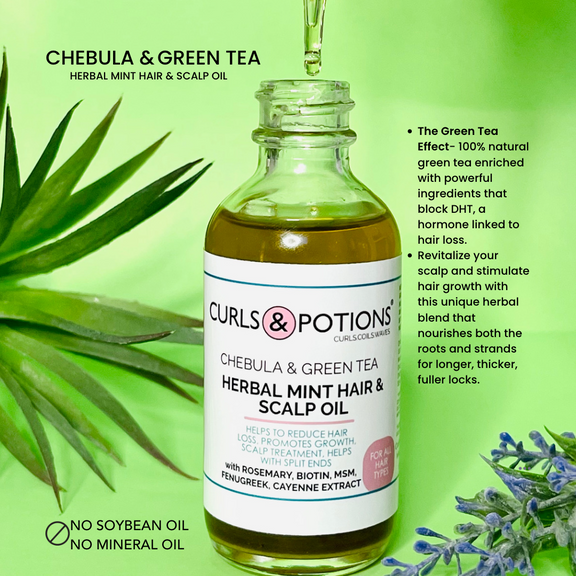 Curls & Potions Chebula & Green Tea Herbal Mint Hair & Scalp Oil – Emerson